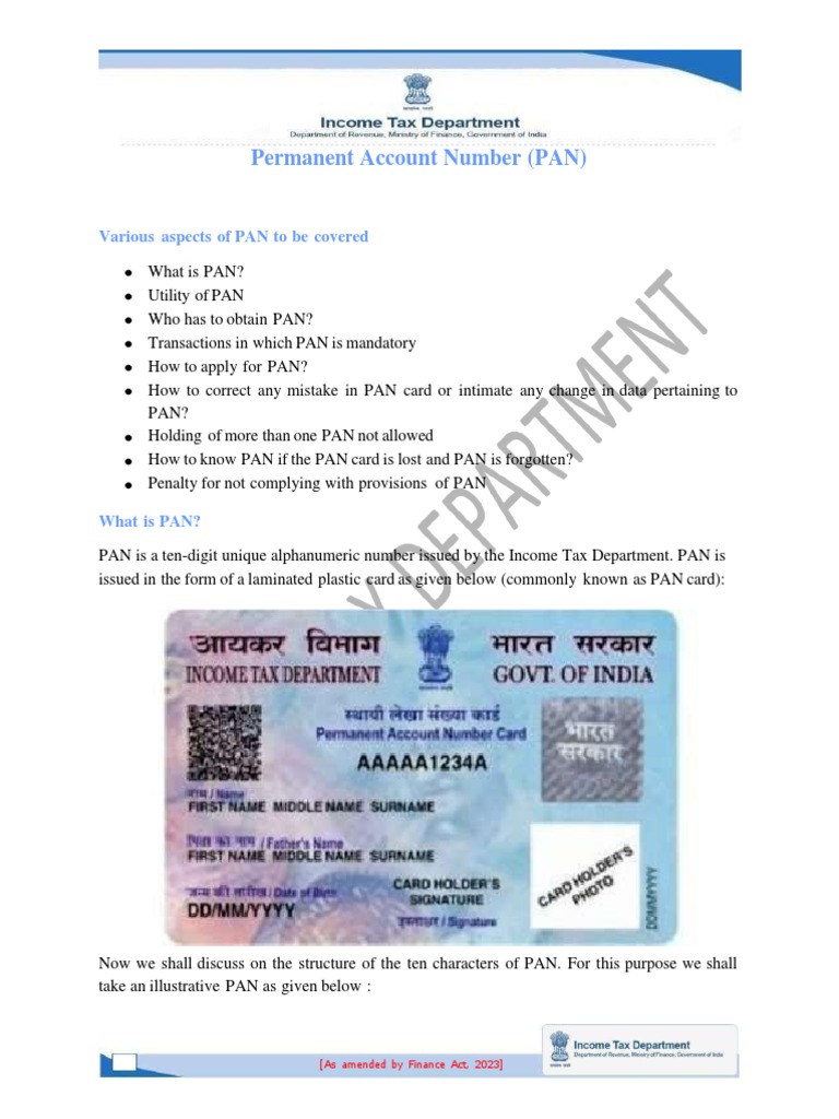Comprehensive Guide to PAN Card Rules | PDF | Banks | Payments