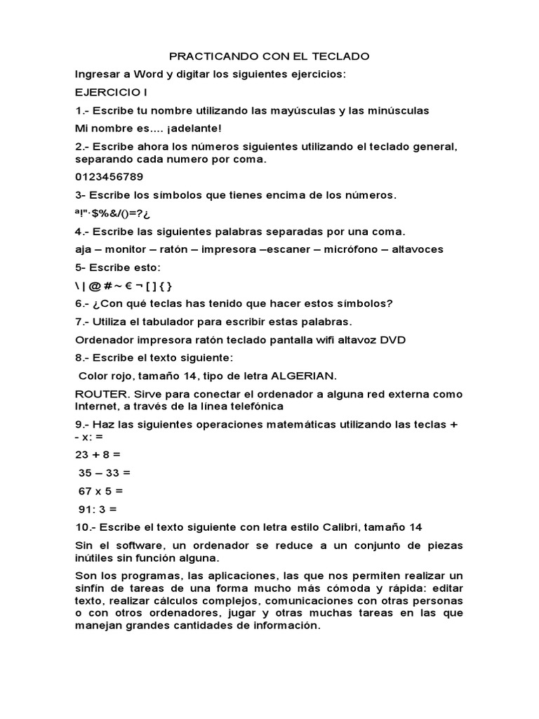 Practicando Con El Teclado | PDF