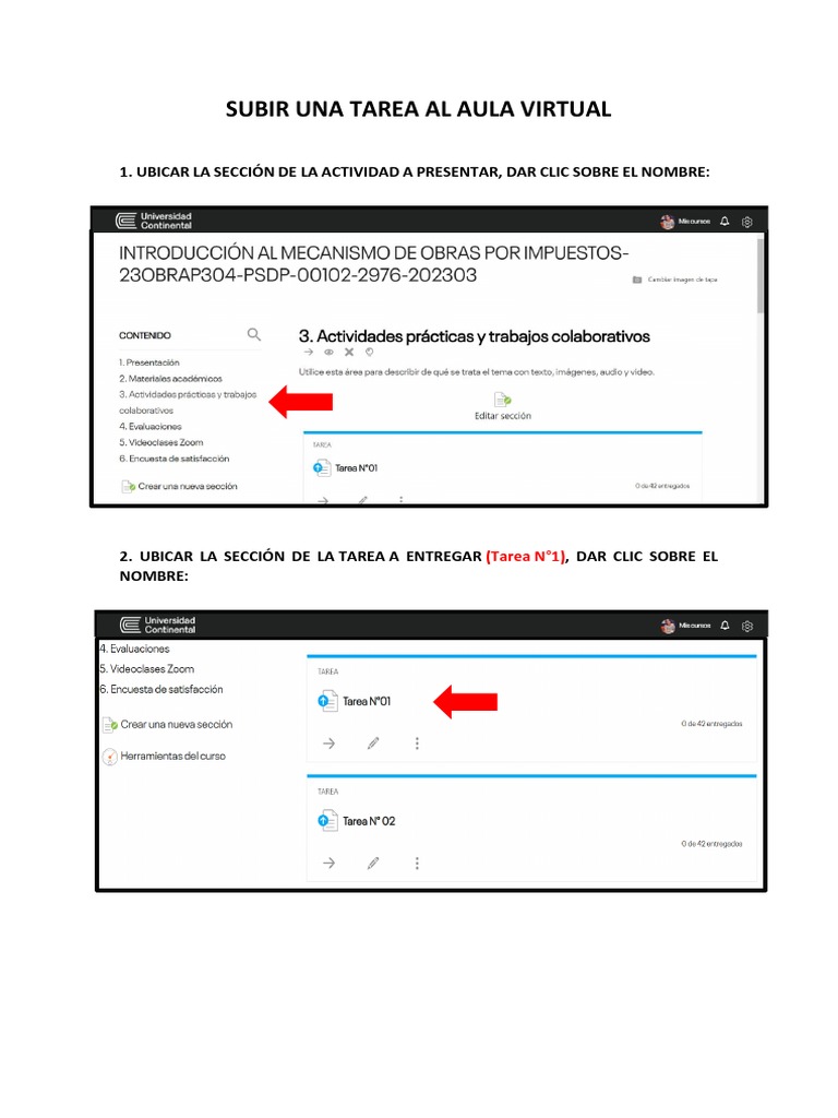 Guía - Subir Una Tarea Al Aula Virtual 2023 | PDF