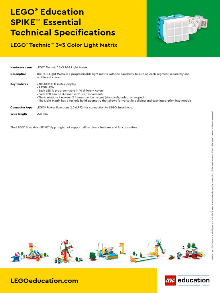 LE SPIKE Essential Tech Fact Sheet Color Light Matrix 45608 2HY21 ...