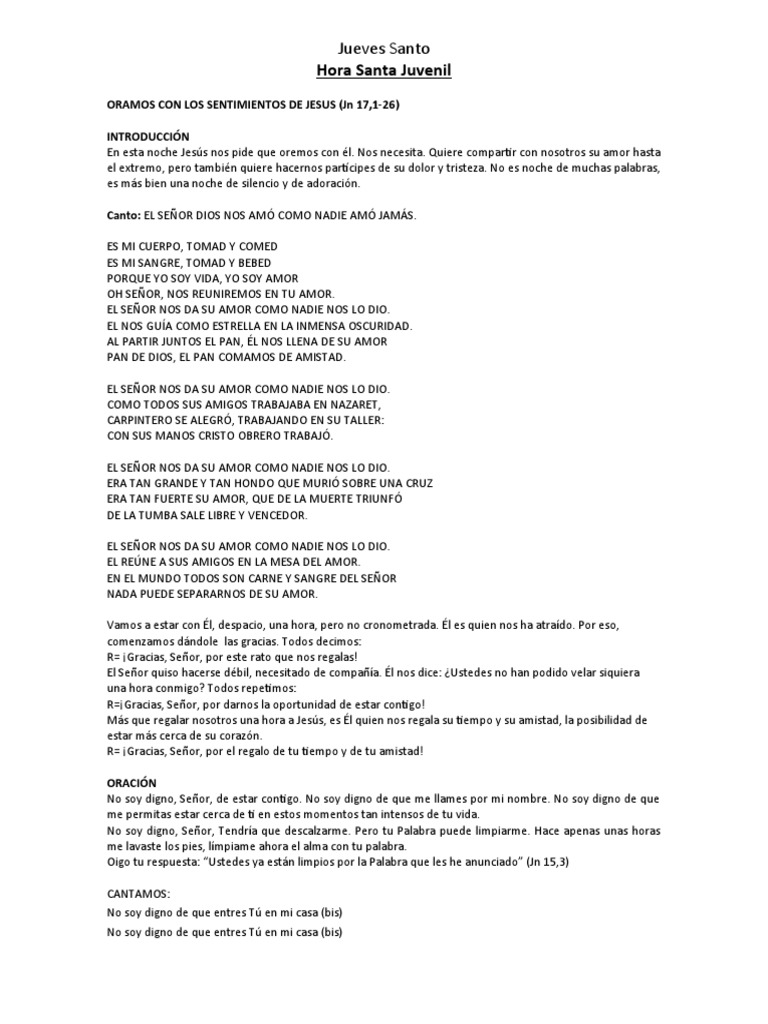 Jueves Santo, Hora Santa ANEXO | PDF