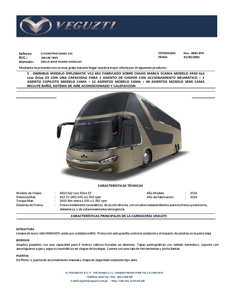 Cotización Bus Doble Piso DIPLOMATIC V12 (Scania K410 E3 6X2) - EJ ...