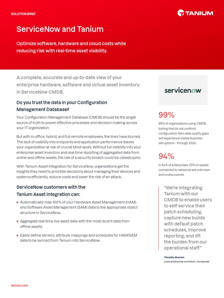 Solution brief-ServiceNow and Tanium-EN | PDF