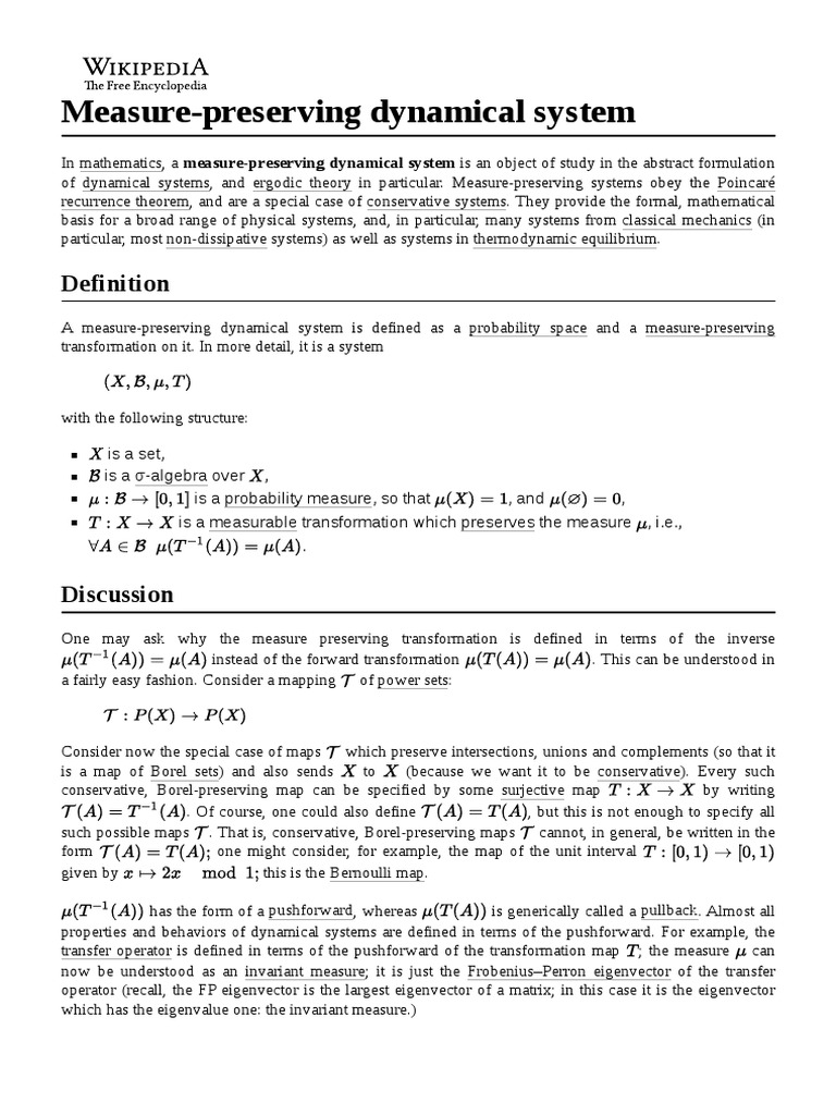 Measure Preserving Dynamical System Pdf