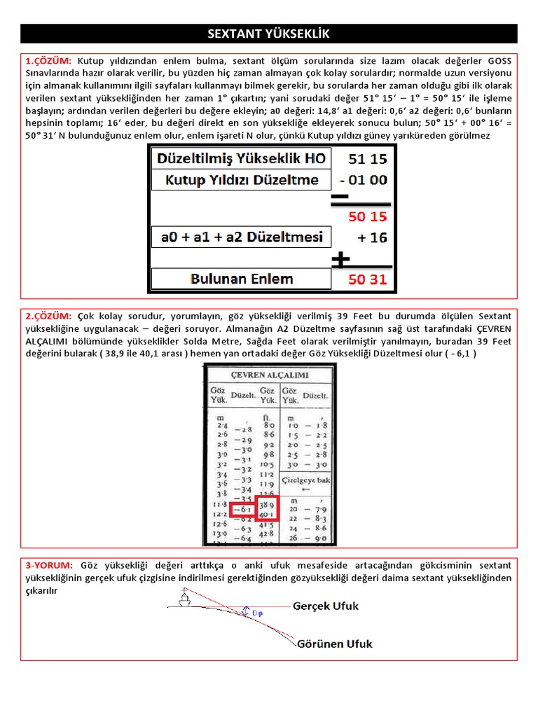 30.bölüm Sextant Yükseklik | PDF