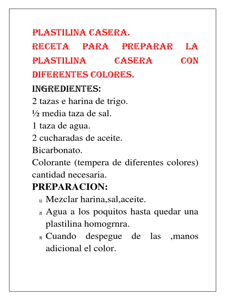 receta plastilina | PDF