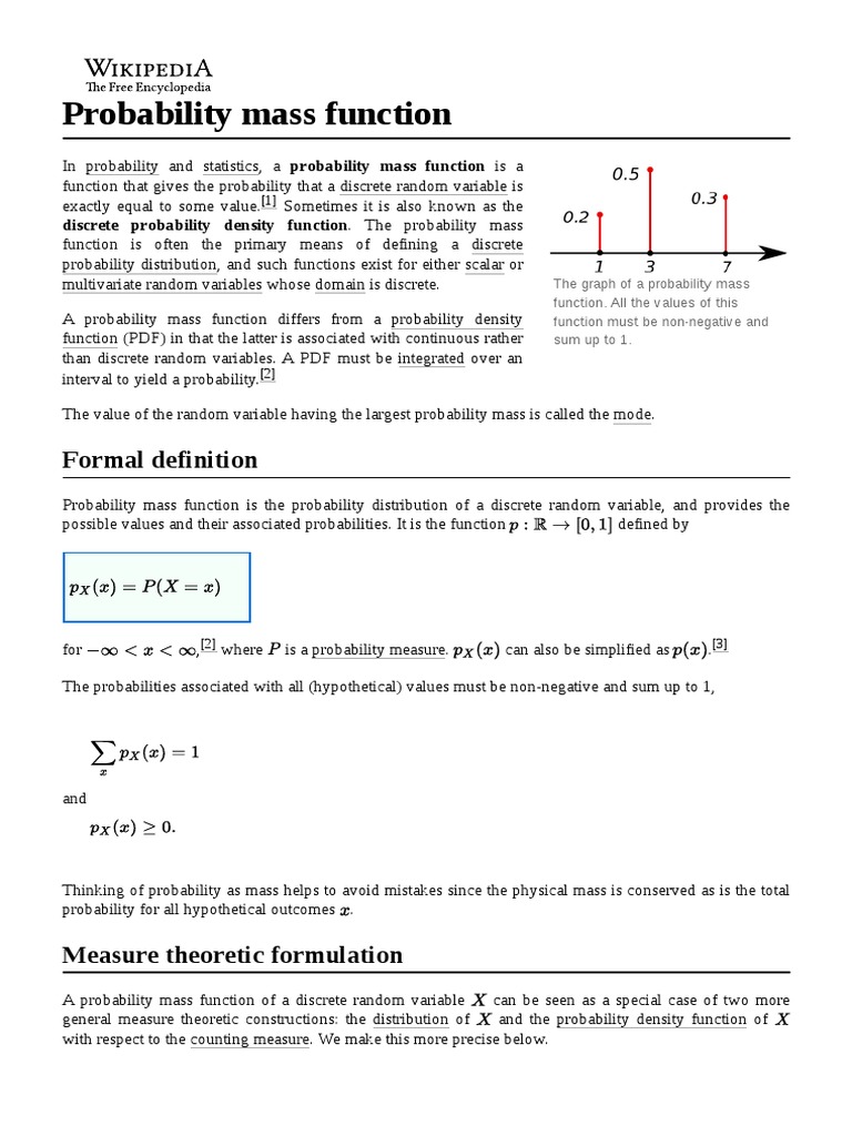 Probability Mass Function | PDF