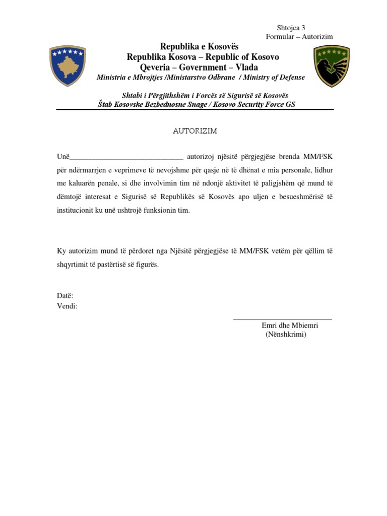 Autorizim per Pasterti tÃ« Figures nÃ« gjuhÃ«n Shqipe | PDF