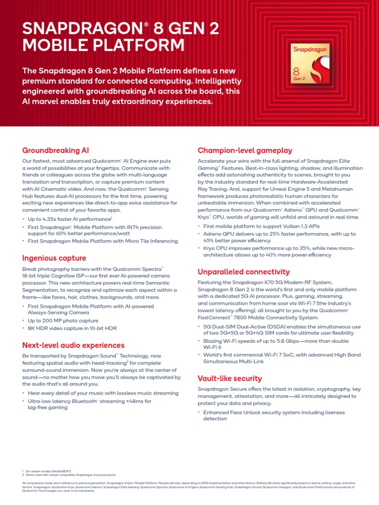 Snapdragon 8 Gen 2 Product Brief | PDF