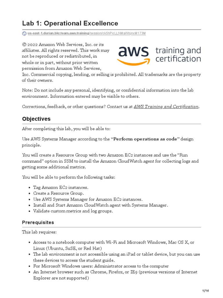 Us-East-1.durian - Bkr.team - Aws.training-Lab 1 Operational Excellence ... Us-East-1.durian - Bkr.team - Aws.training-Lab 1 Operational Excellence ...