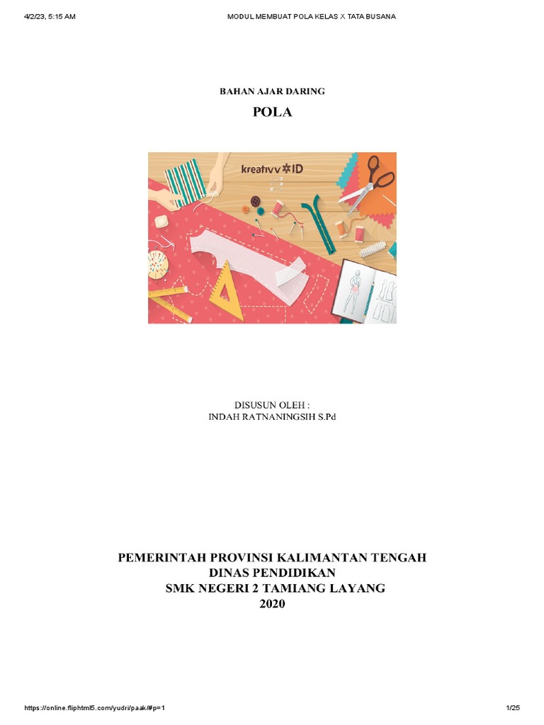 Modul Membuat Pola Kelas X Tata Busana | PDF