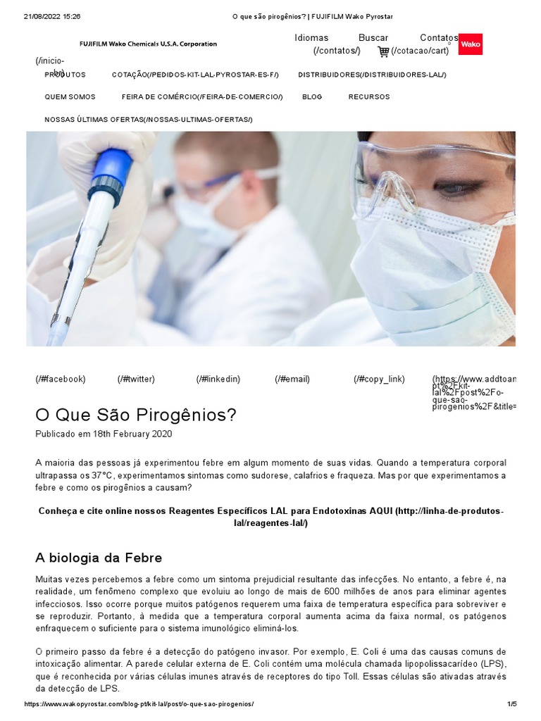 O que são pirogênios_ _ FUJIFILM Wako Pyrostar | PDF | Febre | Citocina