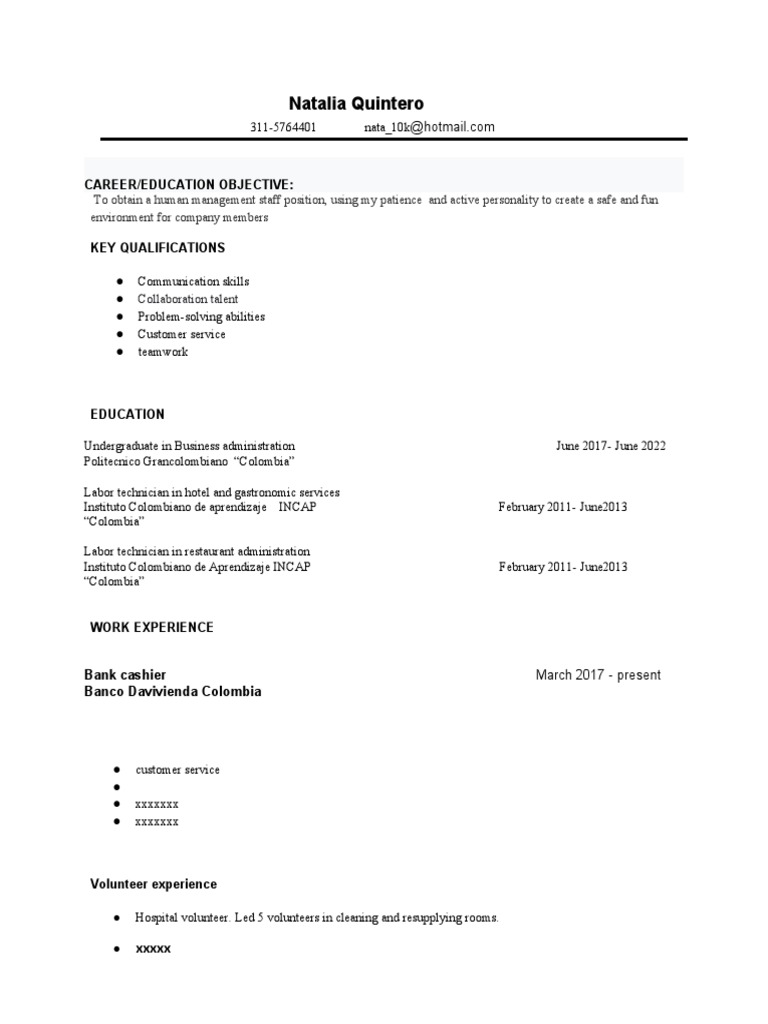 Hoja de Vida Canadiense | PDF Hoja de Vida Canadiense | PDF