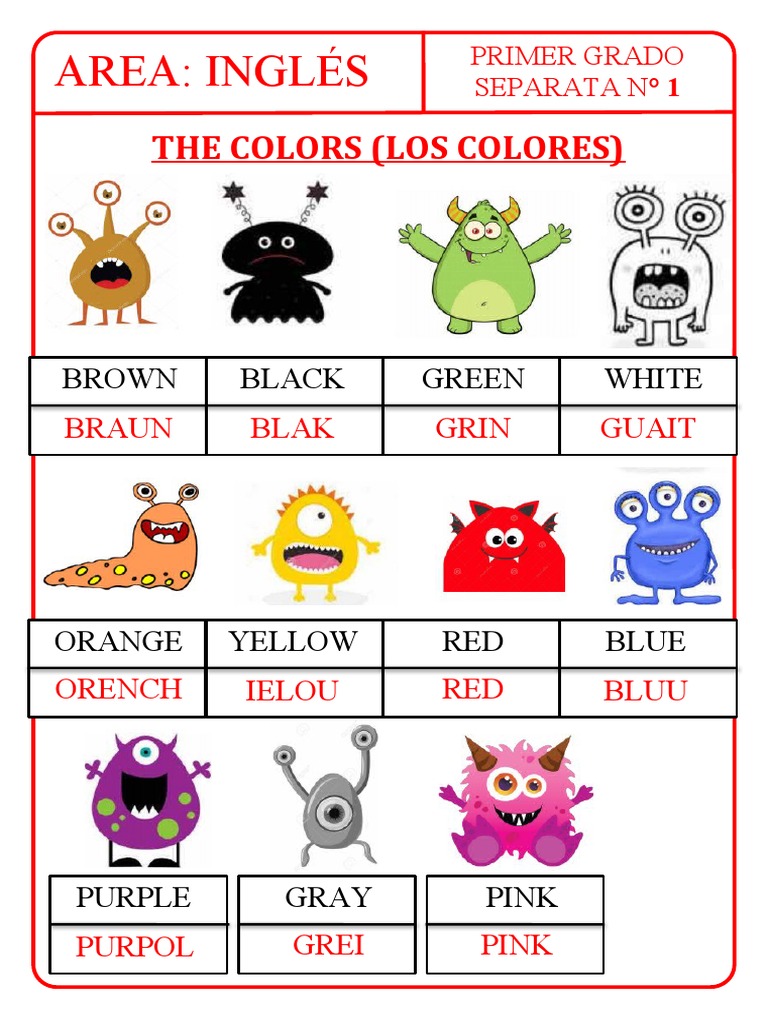 Worksheet #1 - Colors | PDF | Estudios de idiomas extranjeros | Hogar ...