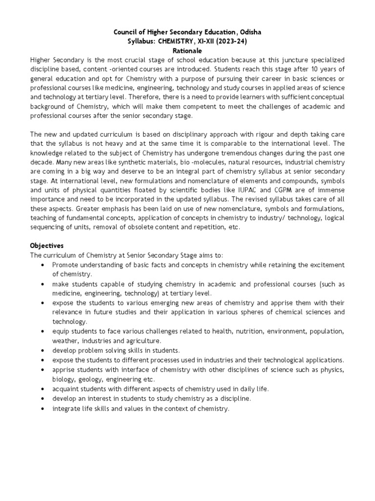 Chemistry CHSE 2023 | PDF