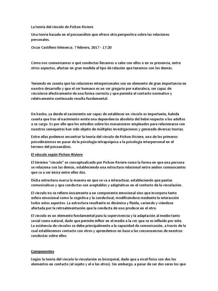 Teoria Del Vinculo | PDF