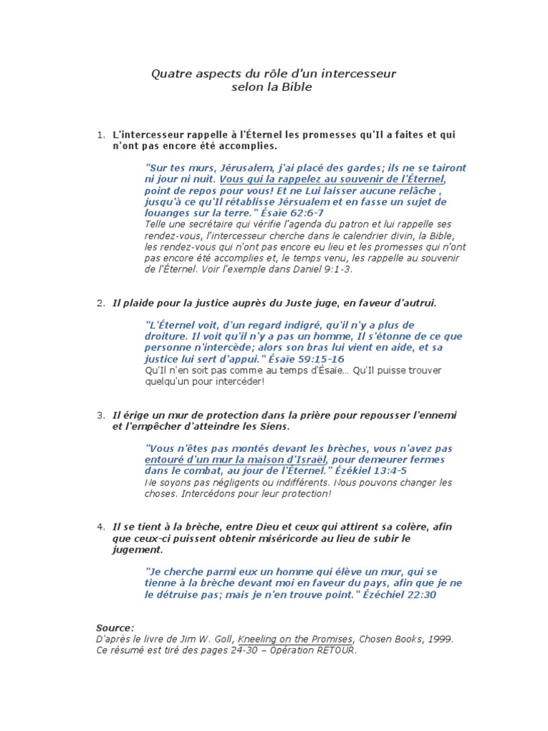 Rôle et qualités d'un intercesseur biblique | PDF