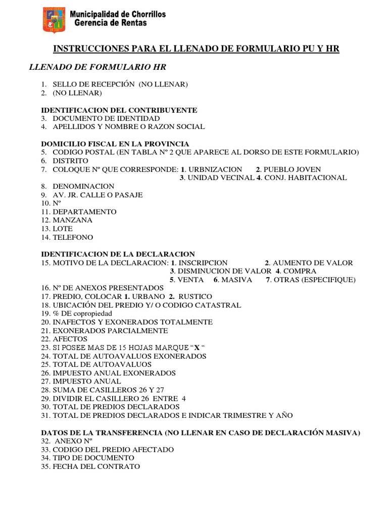 Instrucciones Llenado Formularios | PDF