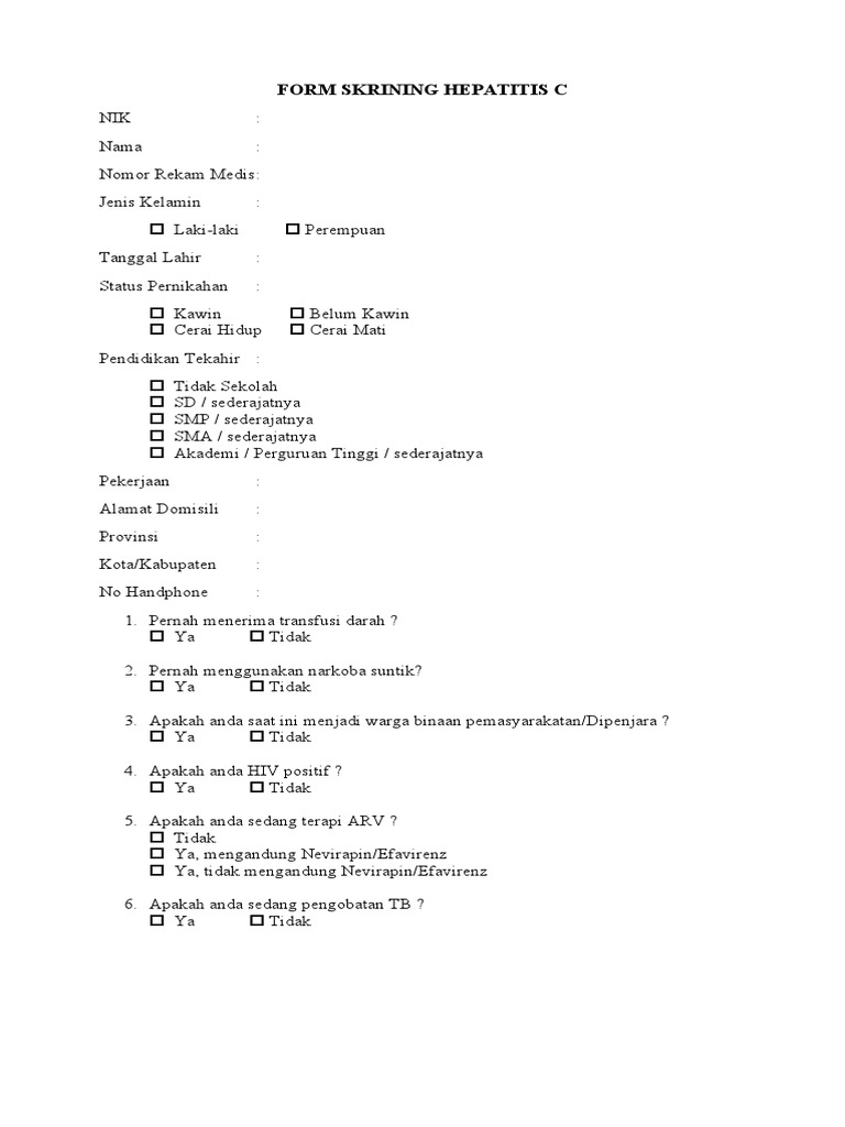 Form Skrining Hepatitis C | PDF