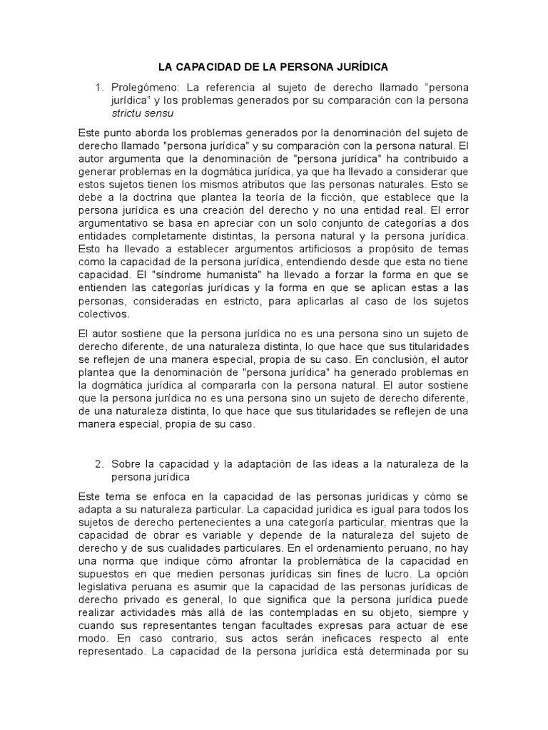 La Capacidad de La Persona Jurídica | PDF | Política | Ciencias sociales