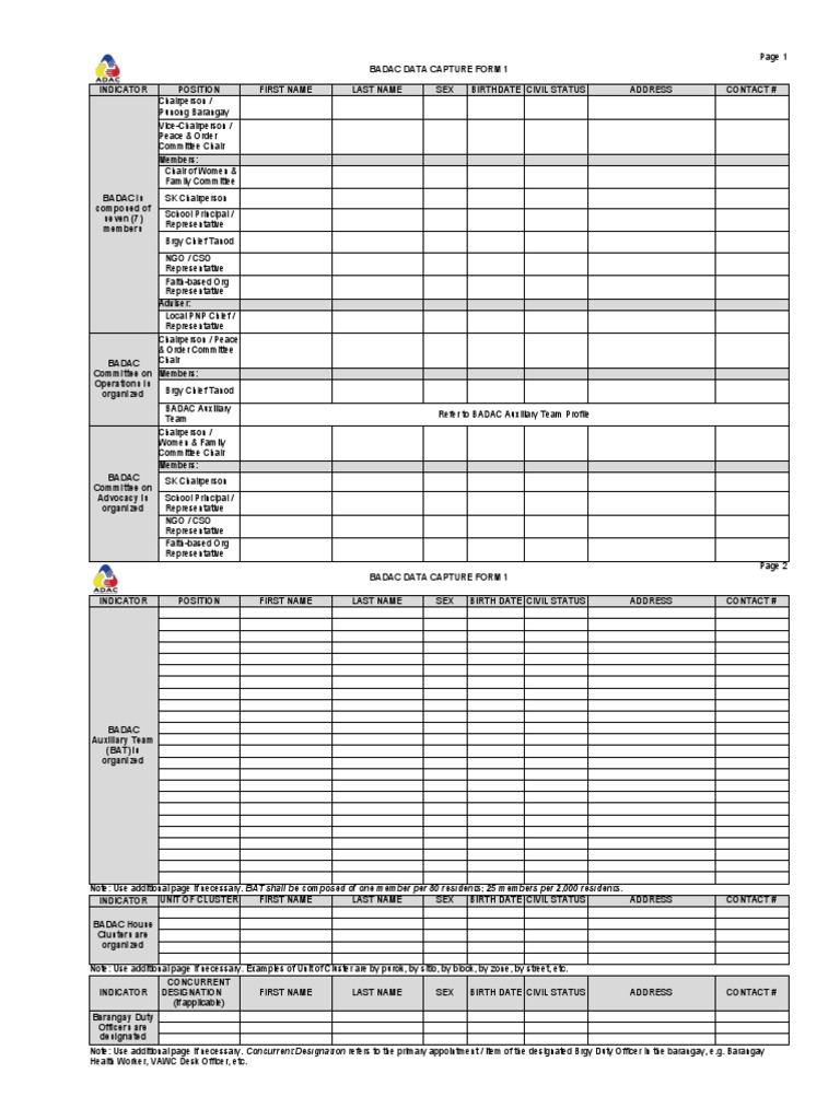 4-Badac Data Capture Forms | PDF