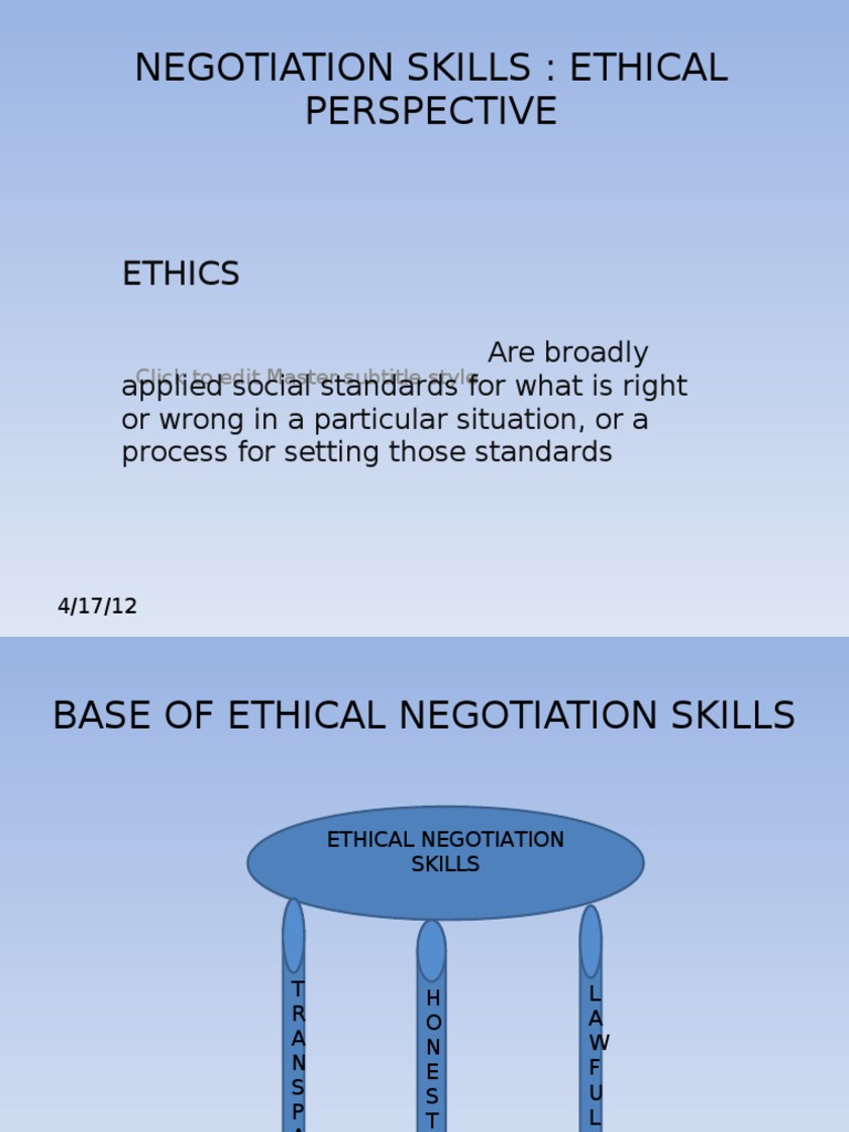 Ethical Negotiation Skills Overview | PDF
