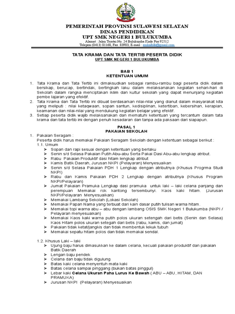 Tata Krama Dan Tata Tertib Siswa - Genap 2023-2024 Final | PDF