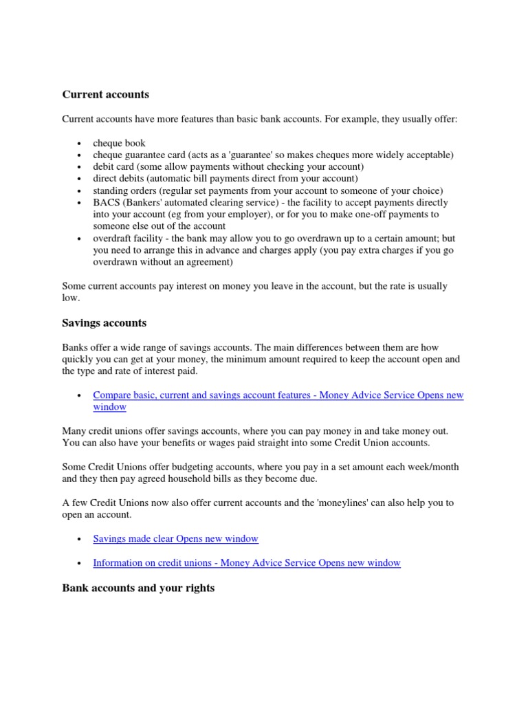Current Accounts: Compare Basic, Current and Savings Account Features ...