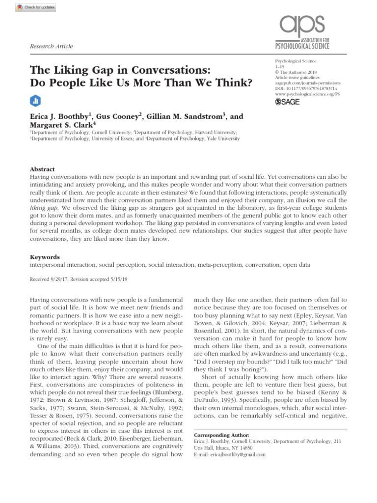 The Liking Gap in Conversations | PDF