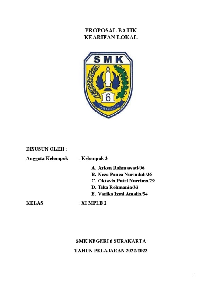 Proposal Batik P5BK | PDF | Karier & Perkembangan | Bisnis