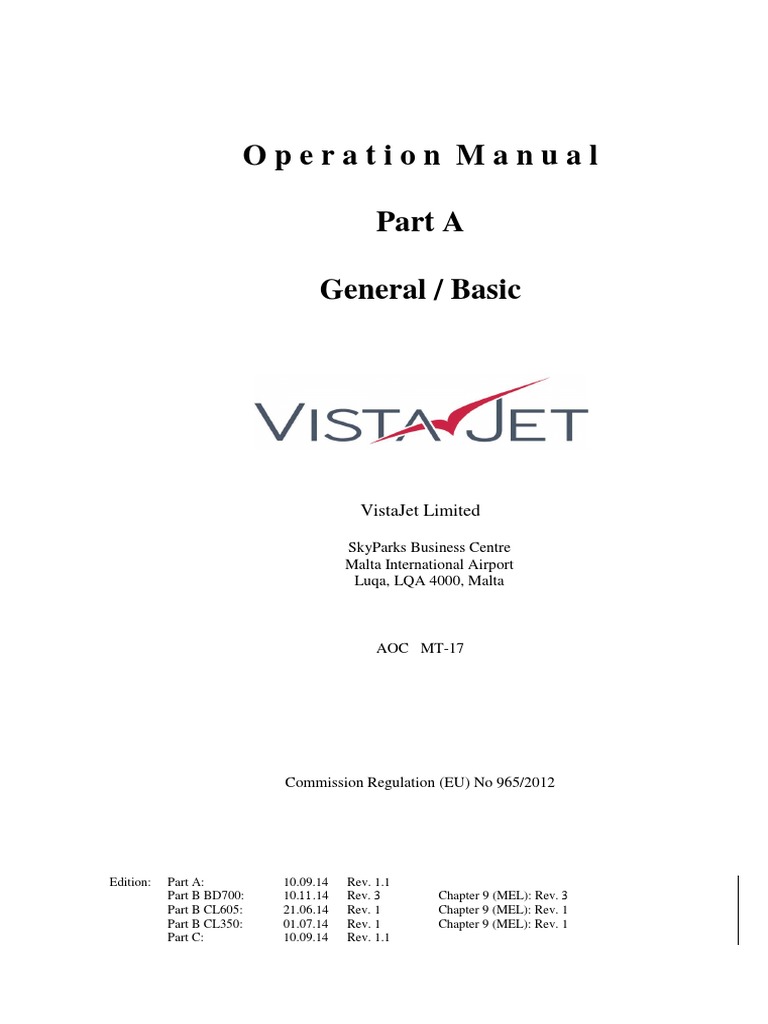 Om Part A VJT Easa Rev1.1 | PDF