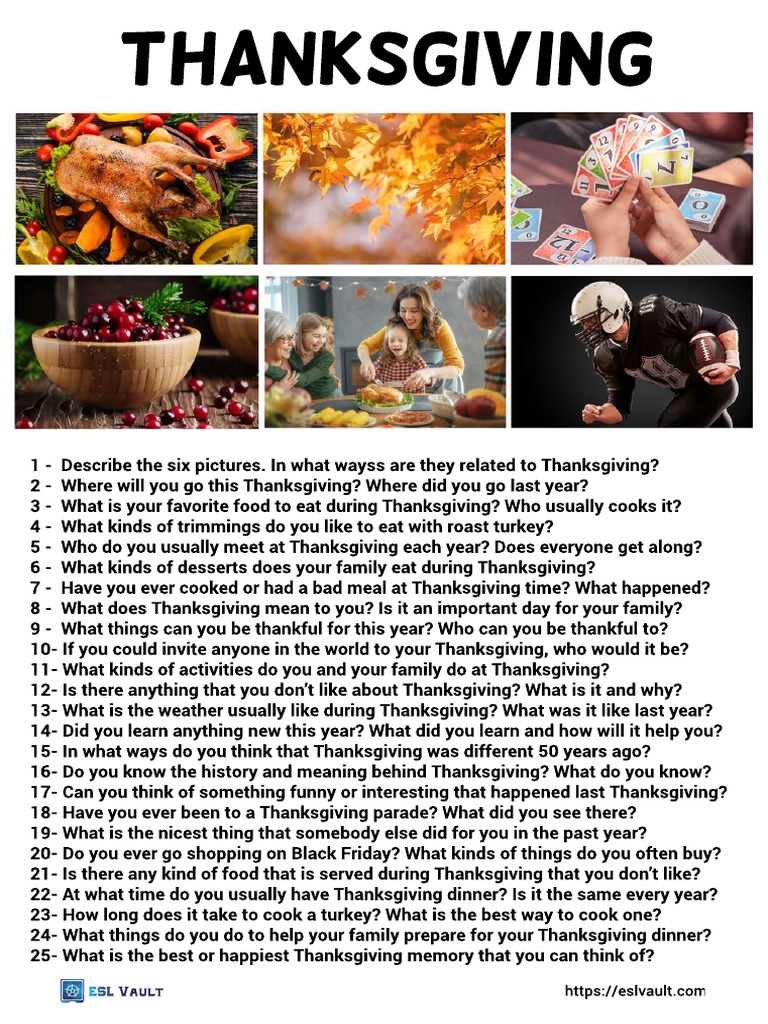 25 Thanksgiving Conversation Questions | PDF