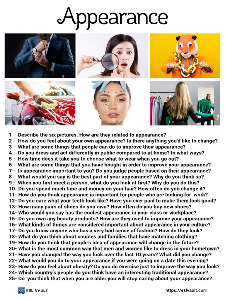 25 Appearance Conversation Questions | PDF | Foreign Language Studies ...