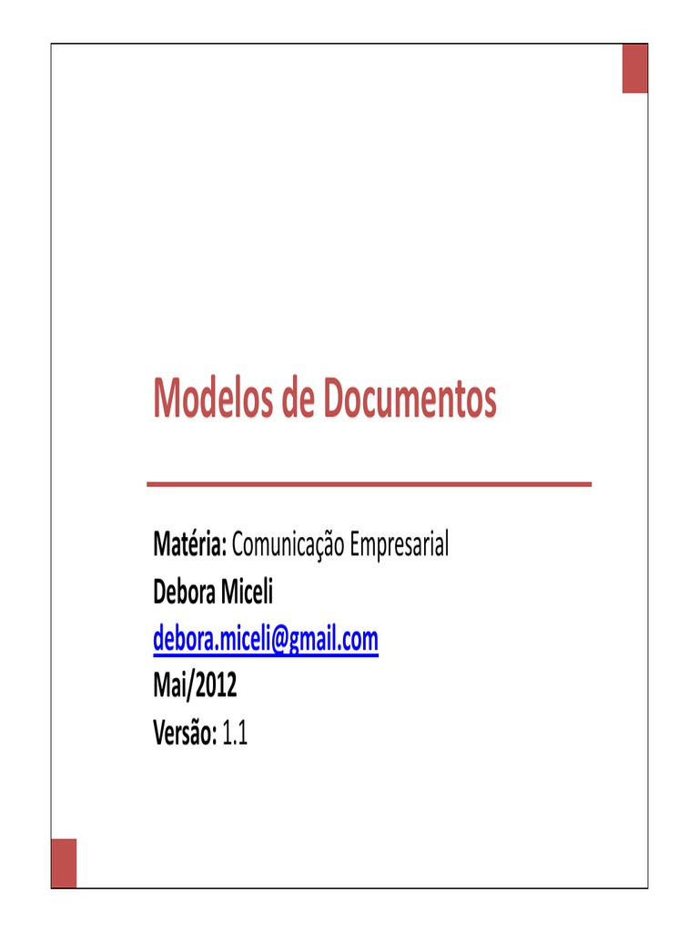 Modelos de Documentos: Matéria: Comunicação Empresarial Debora Miceli ...
