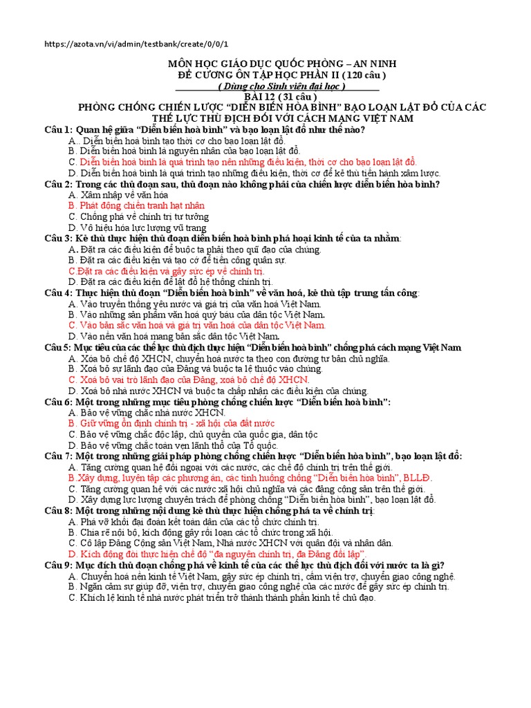 120 Cau TN hp2 GDQP Dap An | PDF