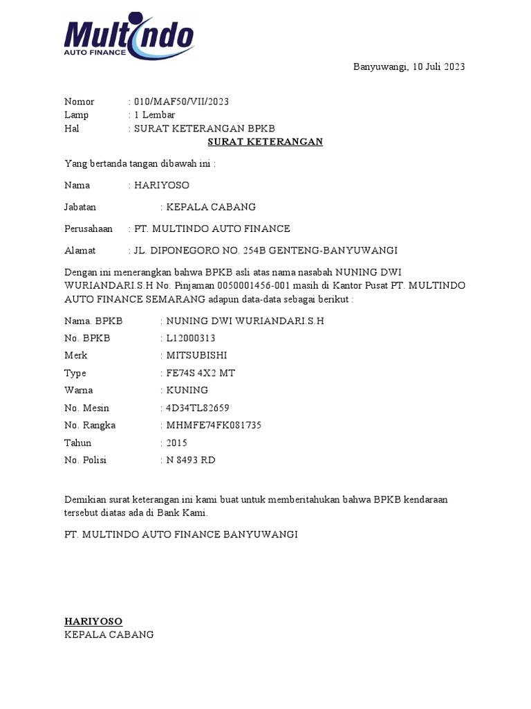 Surat Keterangan | PDF