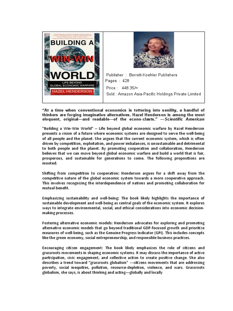 Building a Win-Win World: Economic Alternatives | PDF | Finance & Money ...
