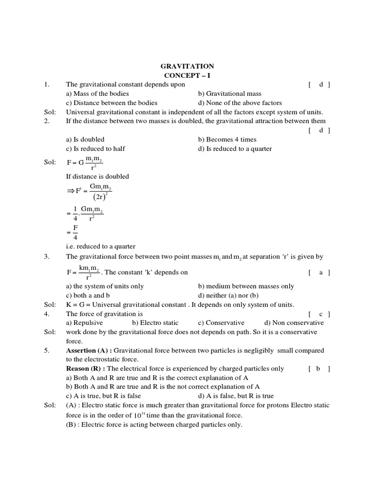 9th Gravitation Solutions | PDF | Motion (Physics) | Theoretical Physics
