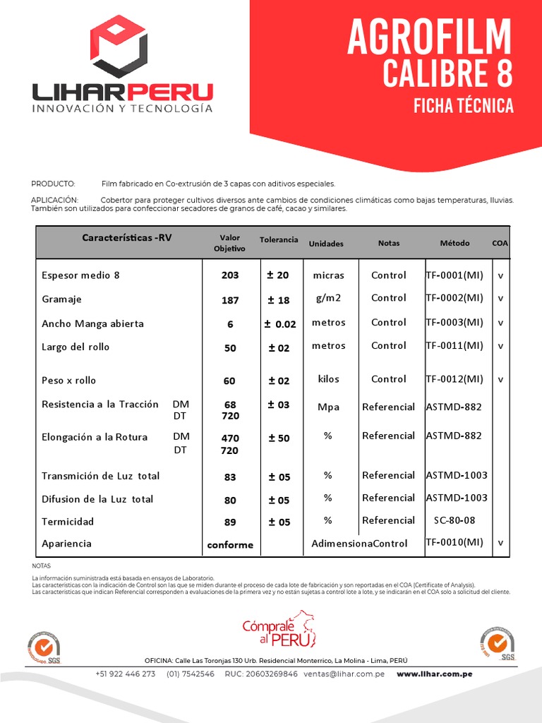 FT Agrof Calibre 8 RV | PDF