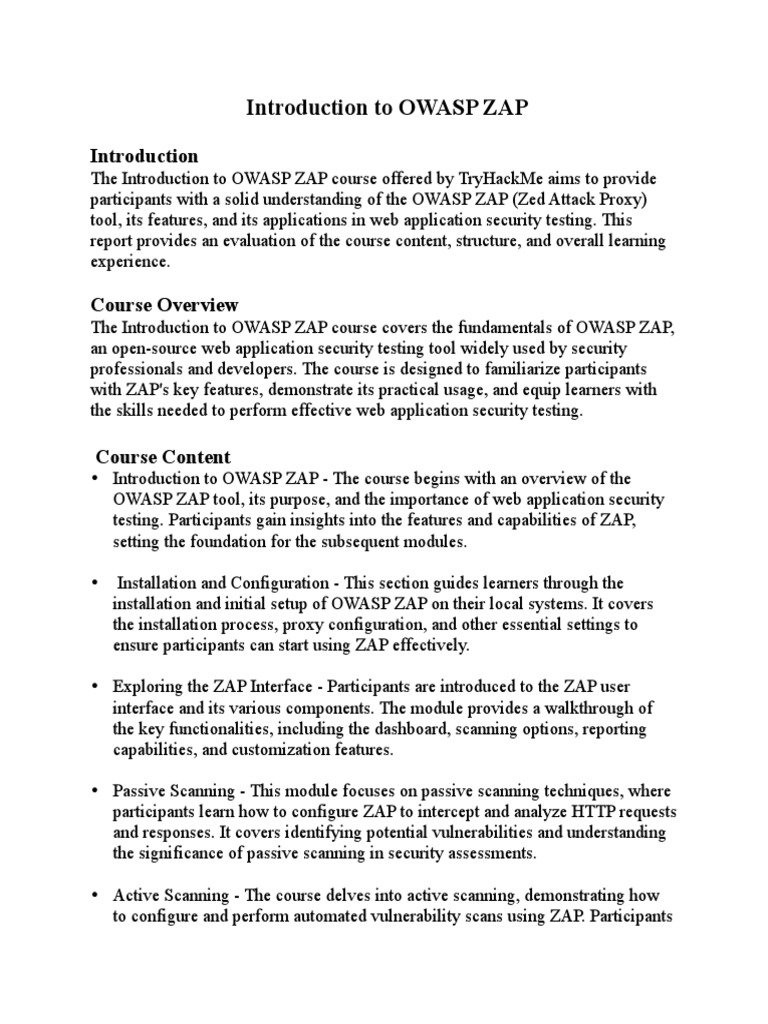 Introduction To OWASP ZAP Report 3 | PDF | World Wide Web | Internet & Web