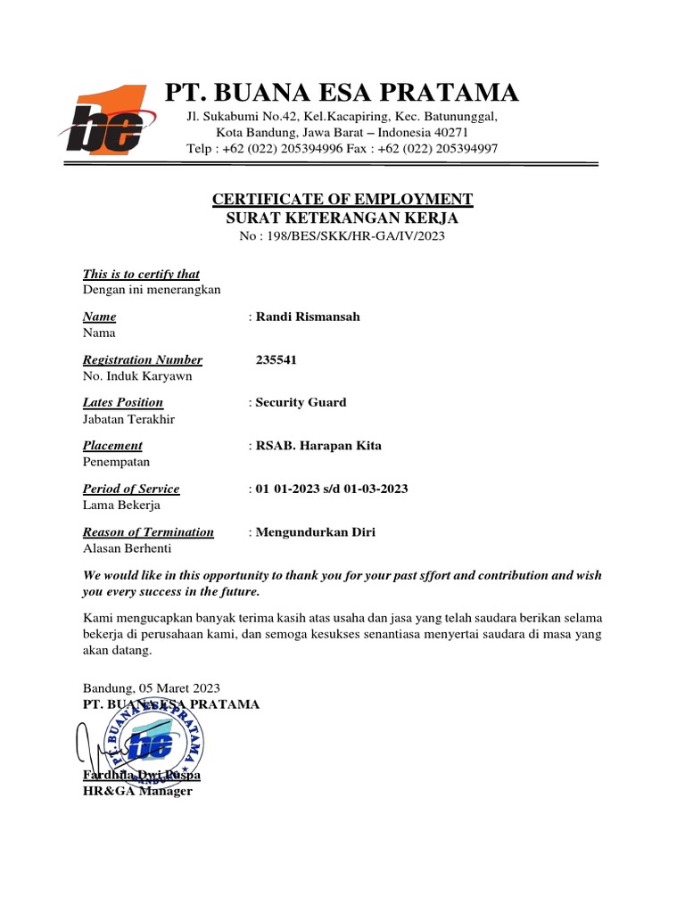 PT Be1 2 Randi | PDF | Karier & Perkembangan