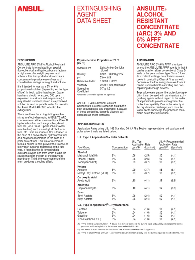 Ansul: Extinguishing Agent Data Sheet | PDF | Ethanol | Methanol
