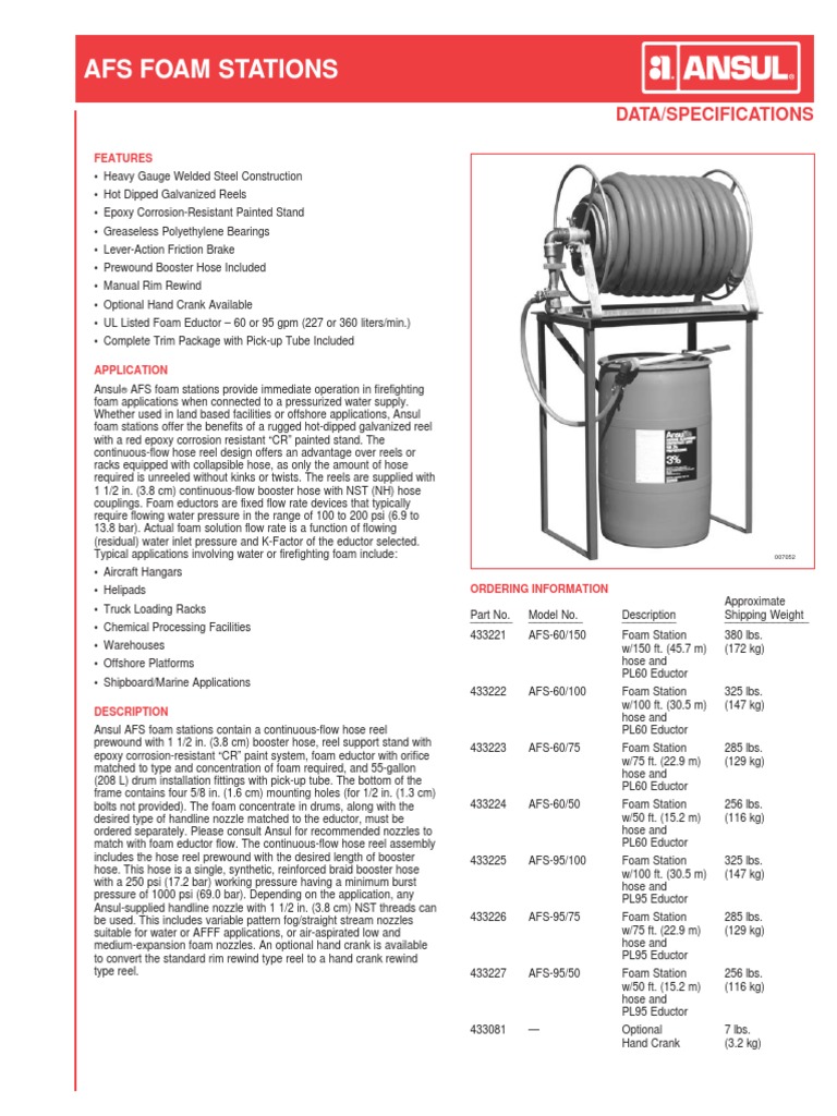 Afs Foam Stations: Data/Specifications | PDF | Manufactured Goods ...
