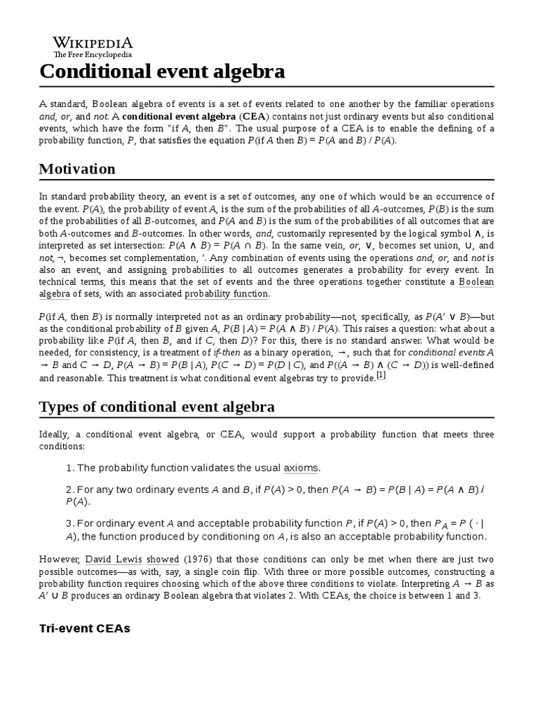 Conditional Event Algebra | PDF