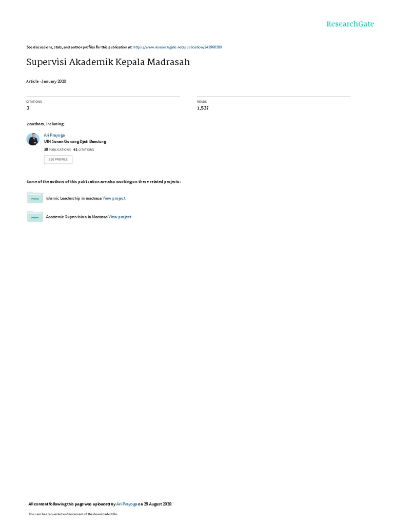 Ari Prayoga - Supervisi Akademik Kepala Madrasah | PDF