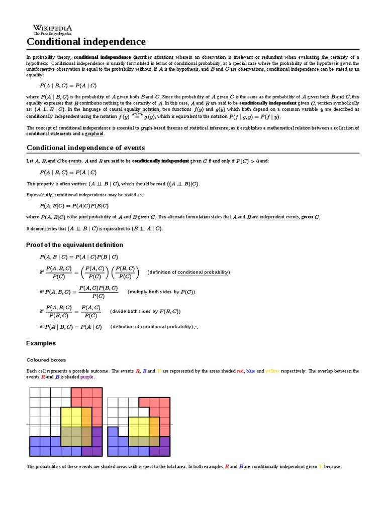 Conditional Independence | PDF | Probability Distribution | Probability Theory
