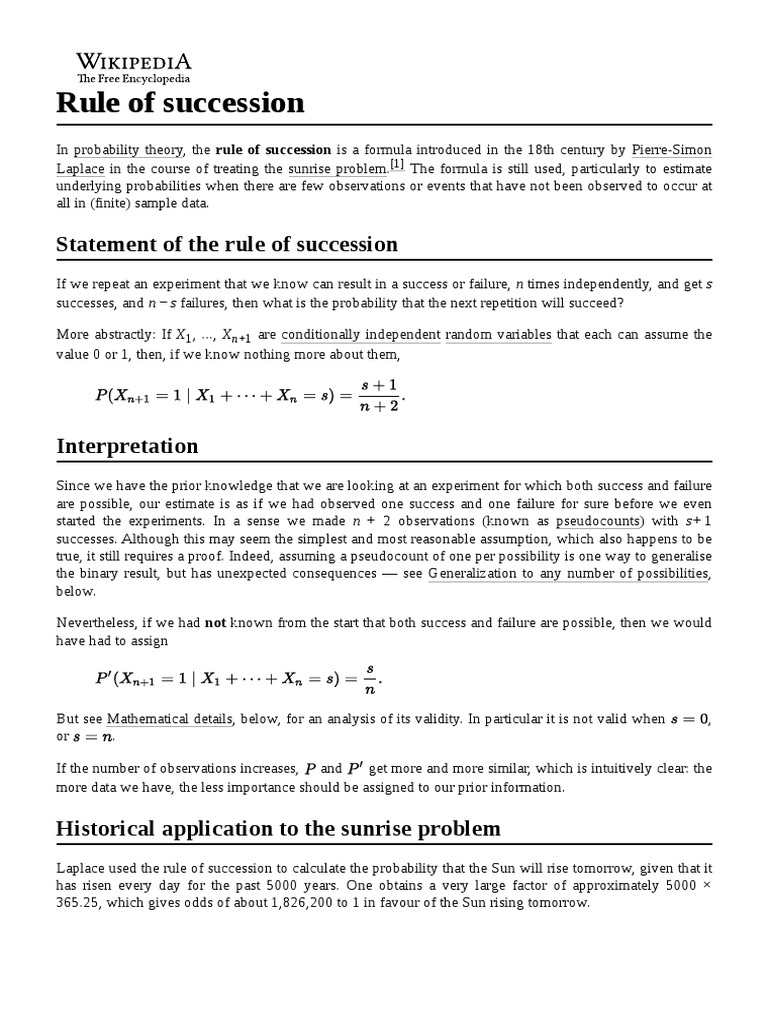 Rule of Succession | PDF | Statistics | Statistical Theory