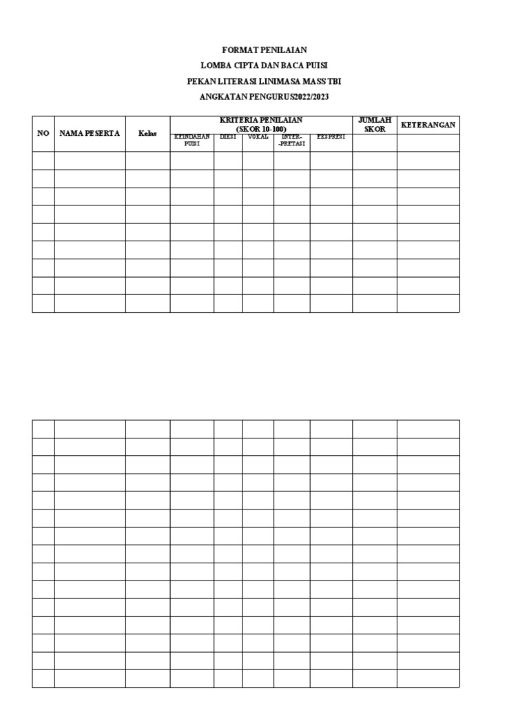 Format Penilaian Puisi | PDF