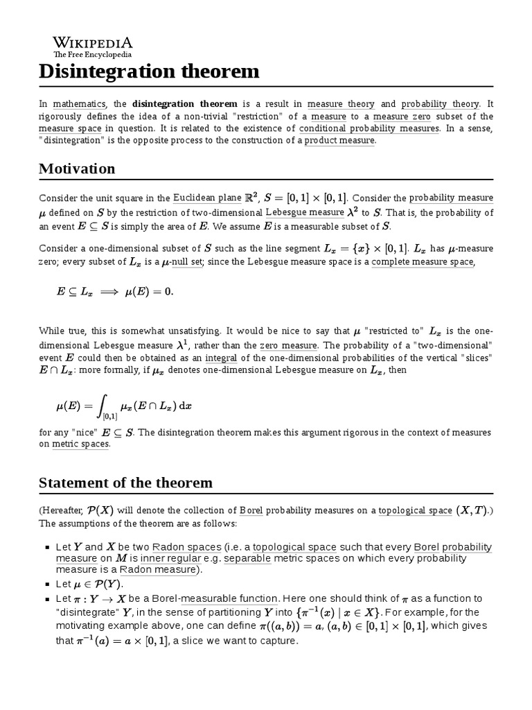 Disintegration Theorem | PDF | Measure (Mathematics) | Lebesgue Integration