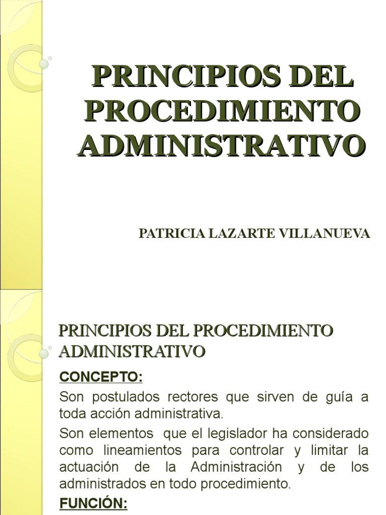 Principios Del Procedimiento Administrativo | PDF | Esfera pública | Filosofía Aplicada
